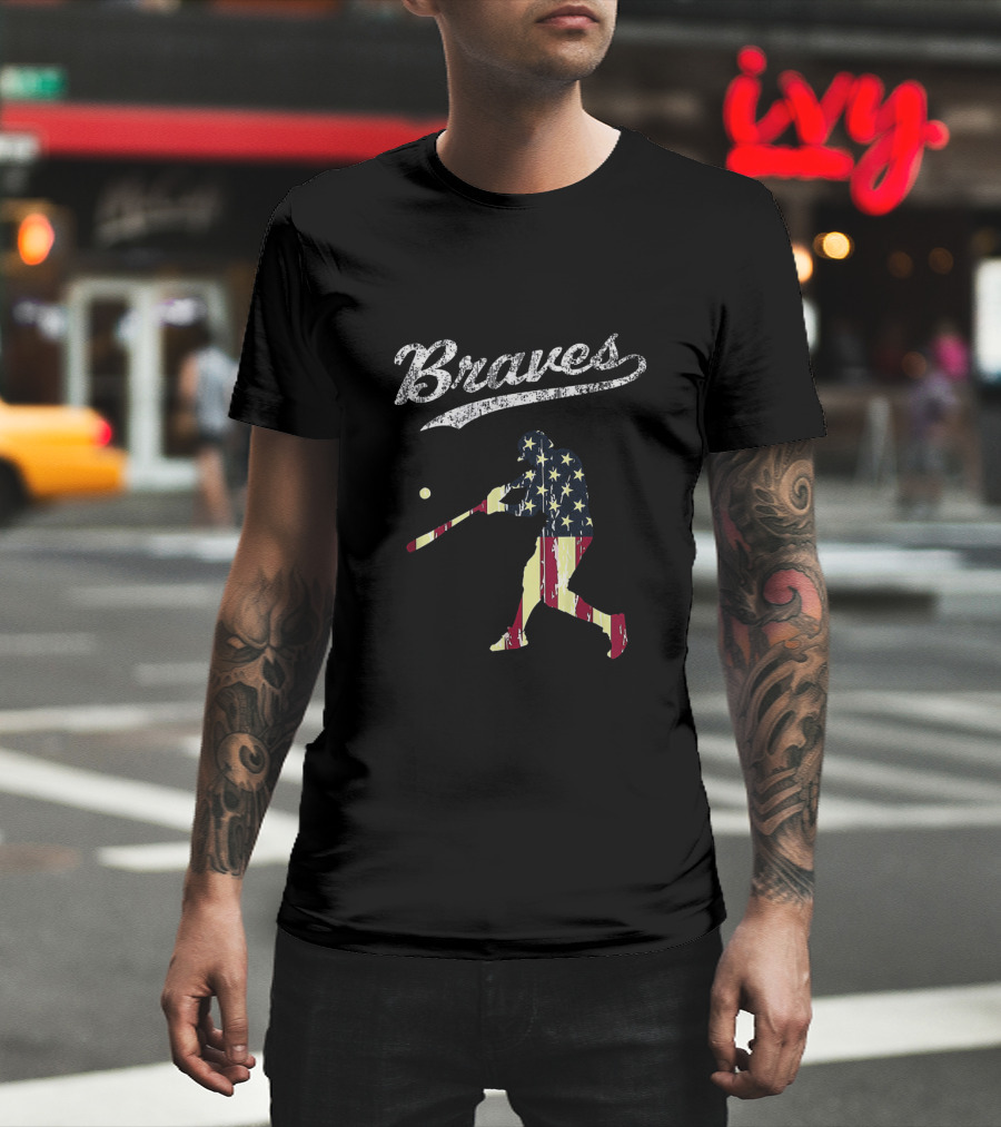 Braves Vintage USA Flag Baseball T-Shirt