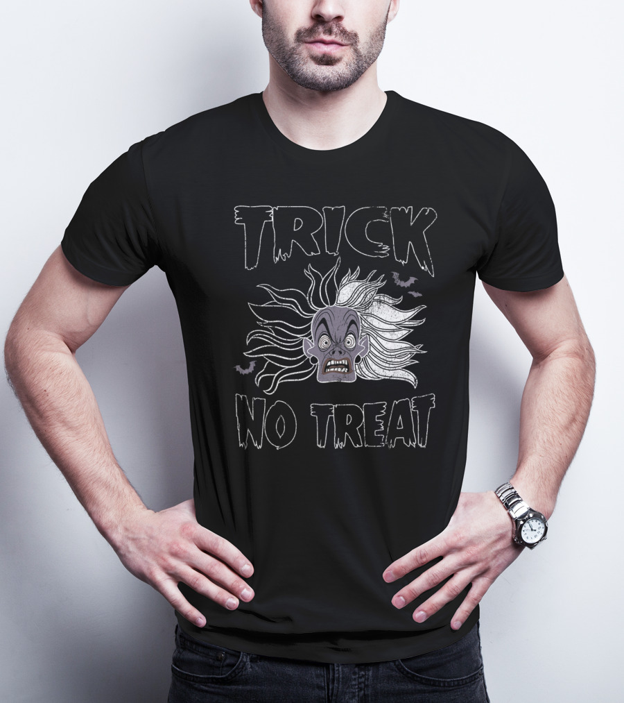 Trick No Treat Spooky Ghost Face With Flying Bats T-Shirt