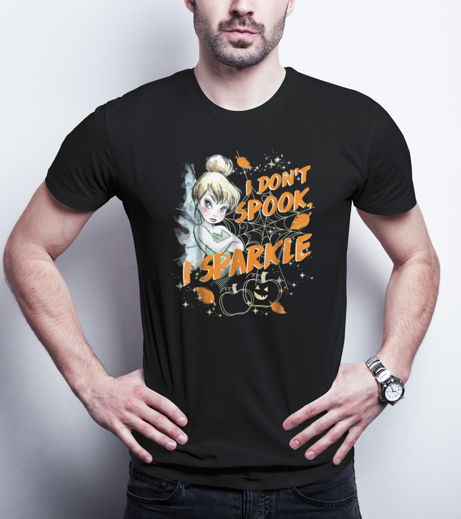 Tinkerbell I Don't Spook I Sparkle Halloween Pumpkin Leaves T-Shirt