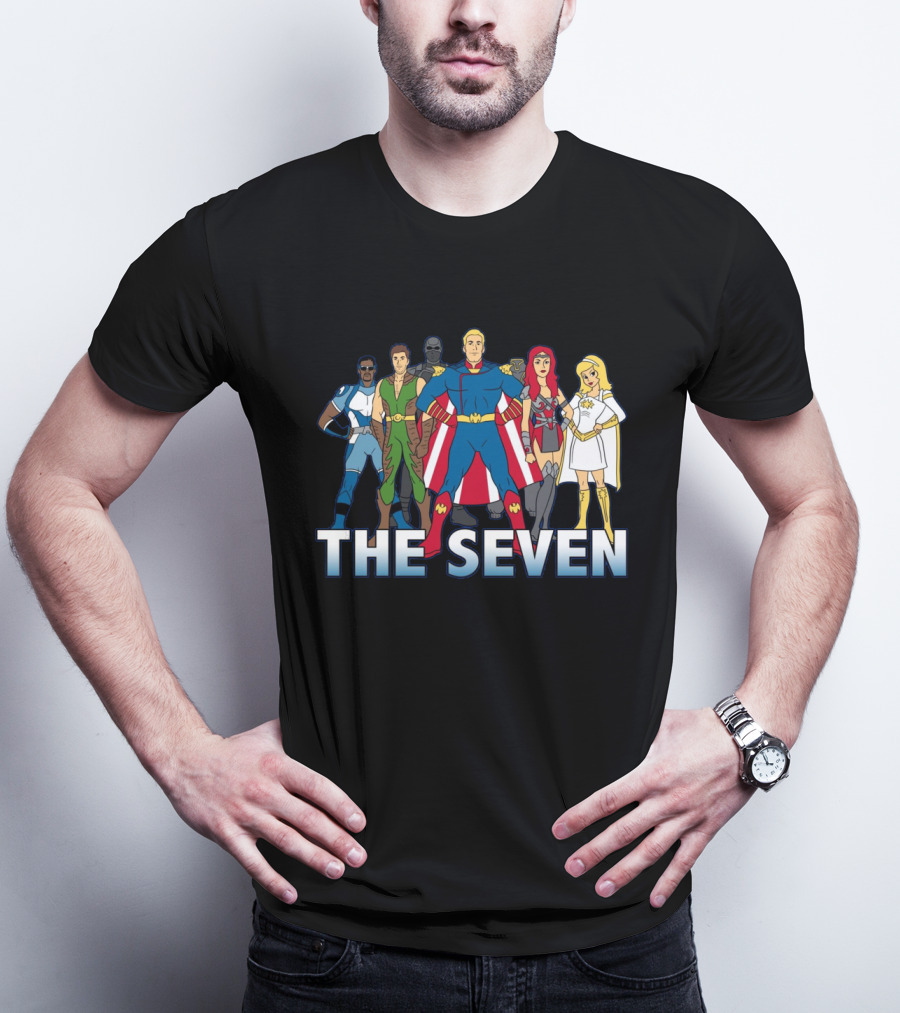 The Seven Cartoon Parody Superhero Team Art Ript Crossover T-Shirt