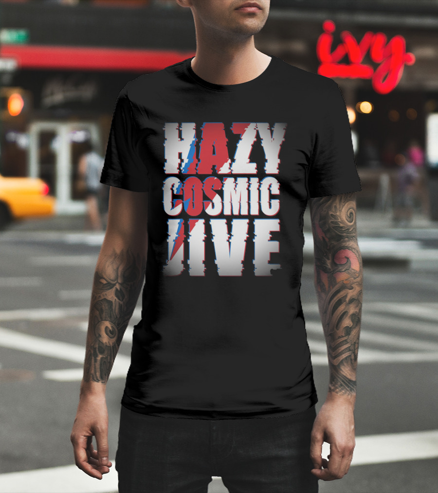 Hazy Cosmic Jive Ziggy Stardust Style Lightning Bolt T-Shirt