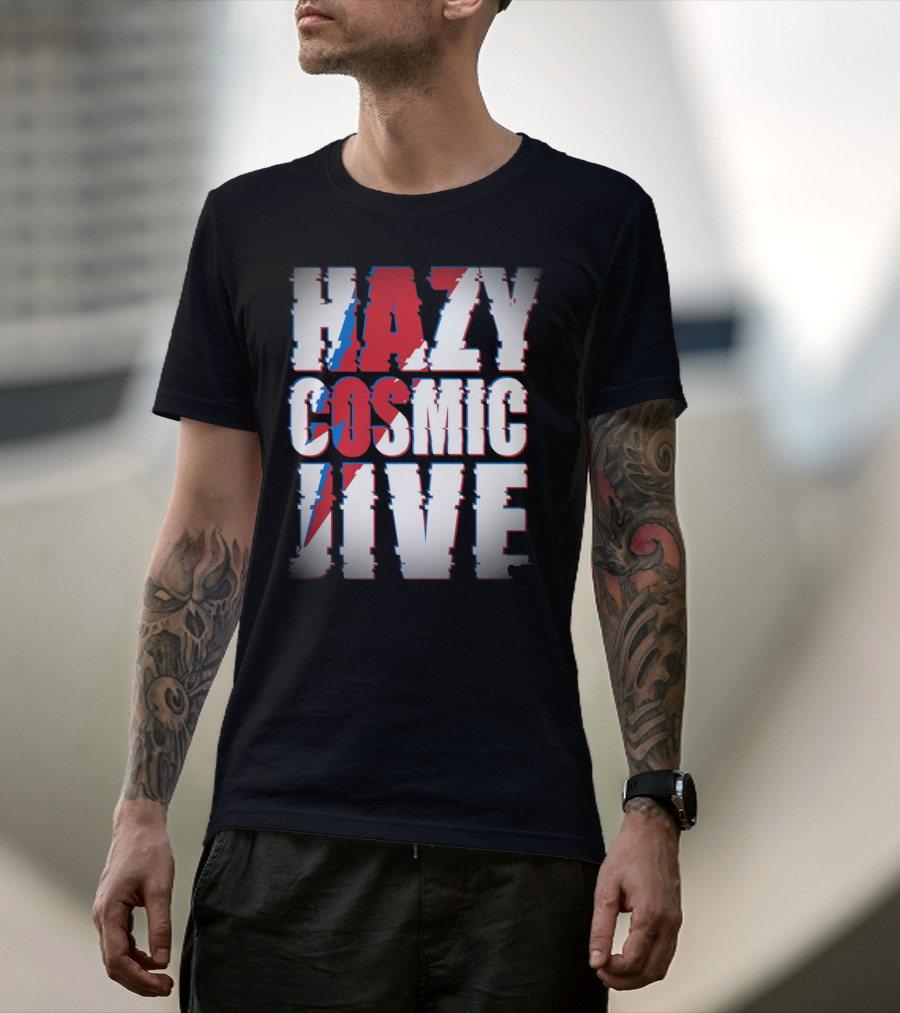 Hazy Cosmic Jive Ziggy Stardust Style Lightning Bolt T-Shirt