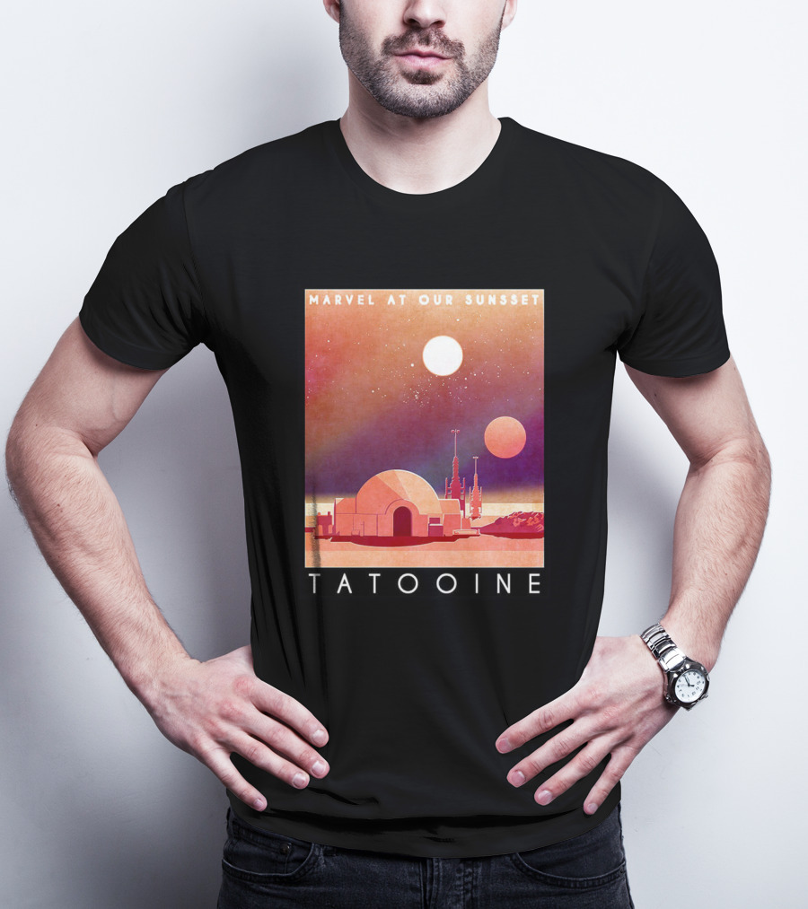 Marvel At Our Sunset Tatooine With Twin Suns And Iconic Desert Landscape T-Shirt
