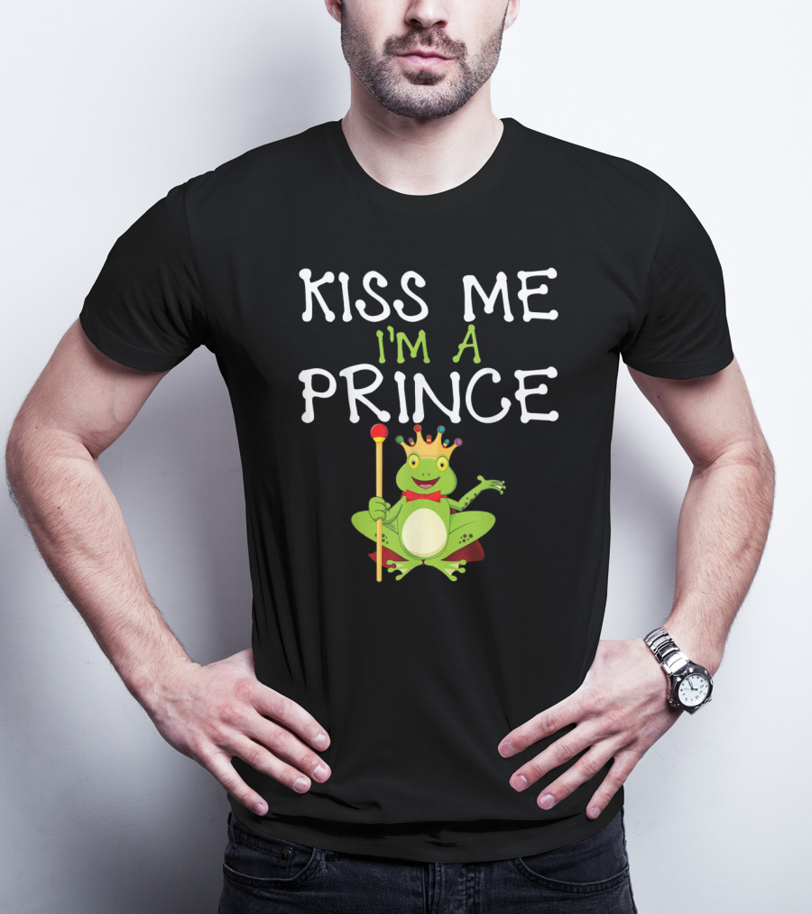 Kiss Me I'm A Frog Prince With Crown And Scepter T-Shirt