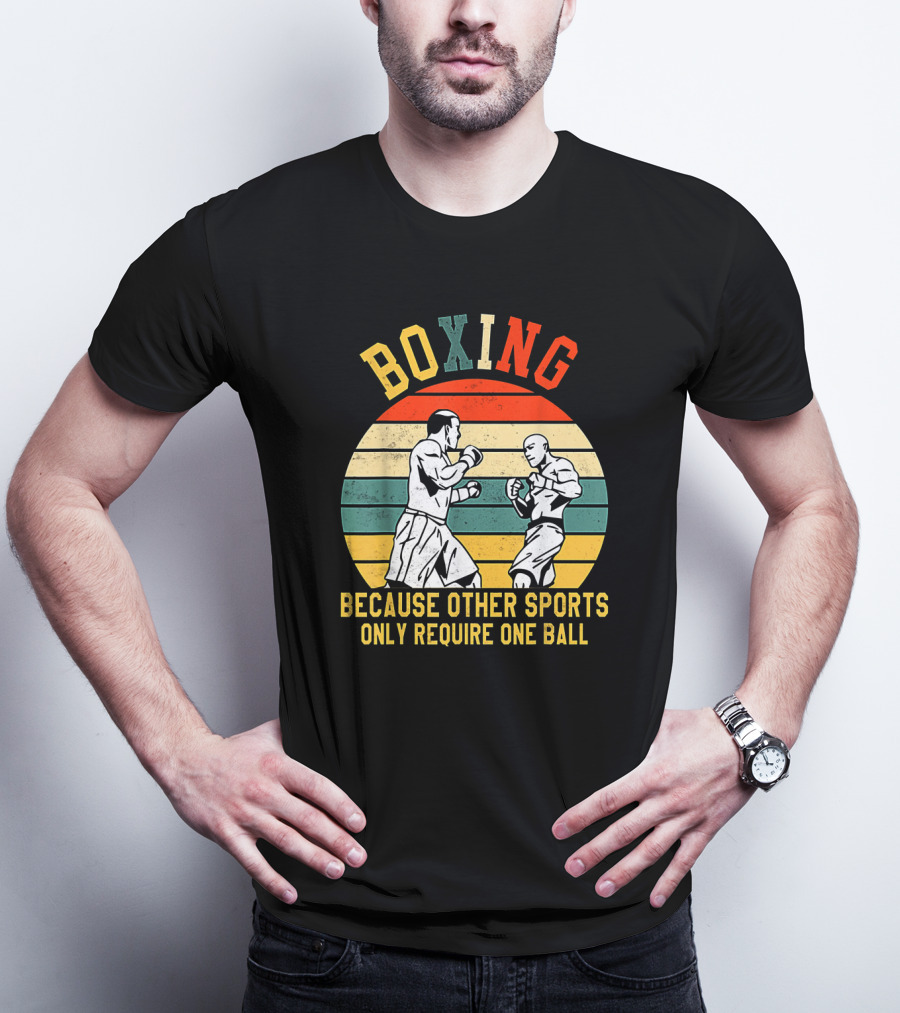 Boxing Retro Graphic With Fighters Because Other Sports Only Require One Ball T-Shirt