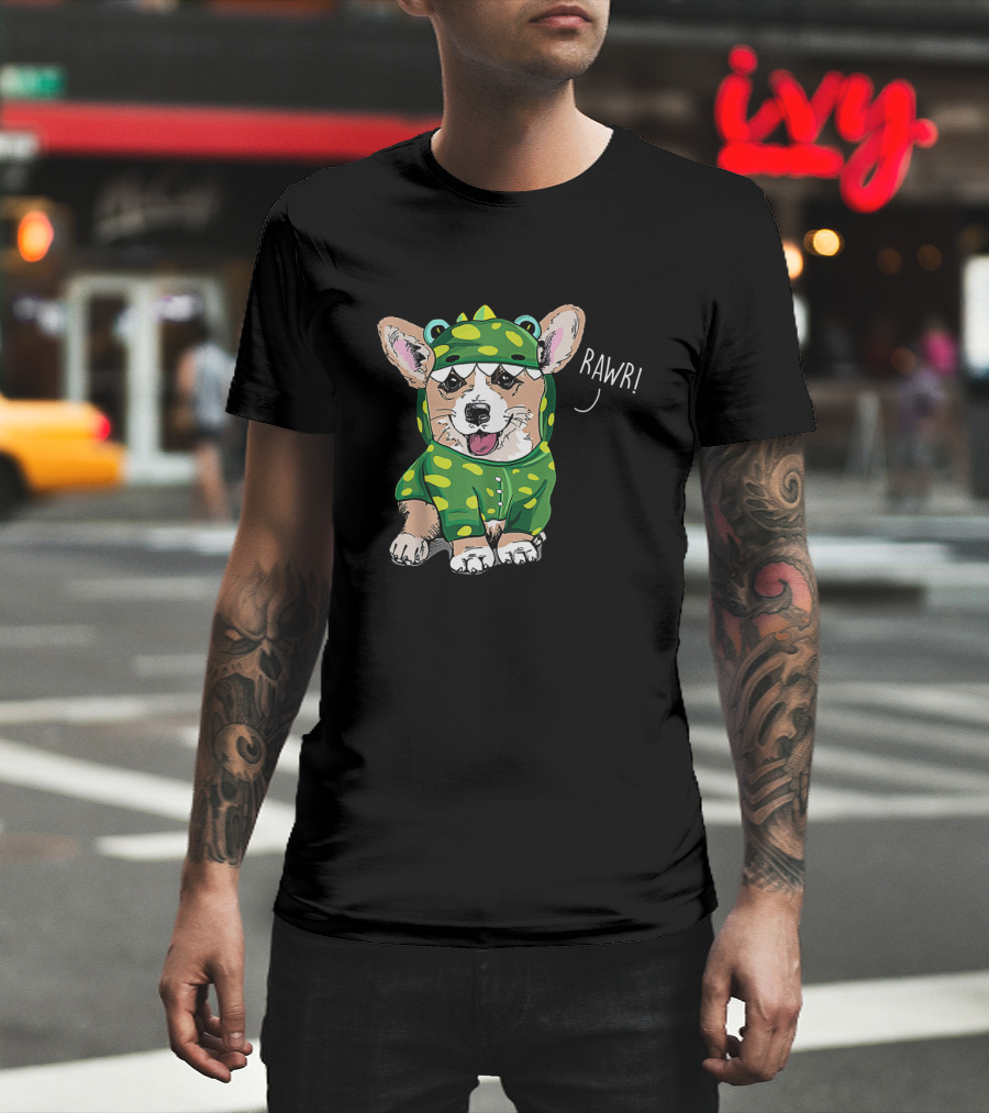 Rawr Welsh Corgi Dressed As Dinosaur Costume Rex T-Shirt