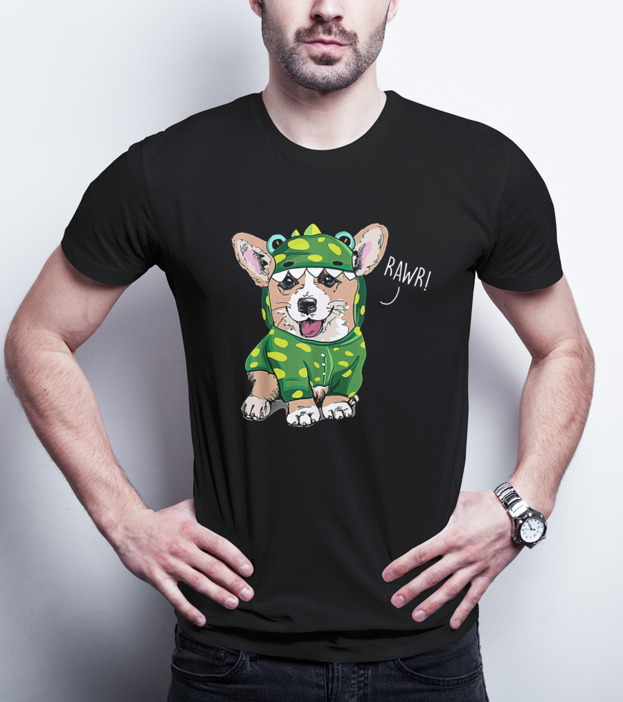 Rawr Welsh Corgi Dressed As Dinosaur Costume Rex T-Shirt