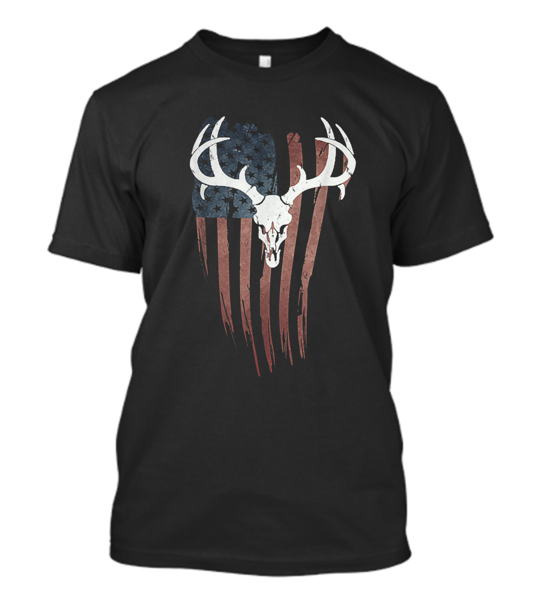 Vintage Patriotic Deer Skull With American Flag For Dad T-Shirt