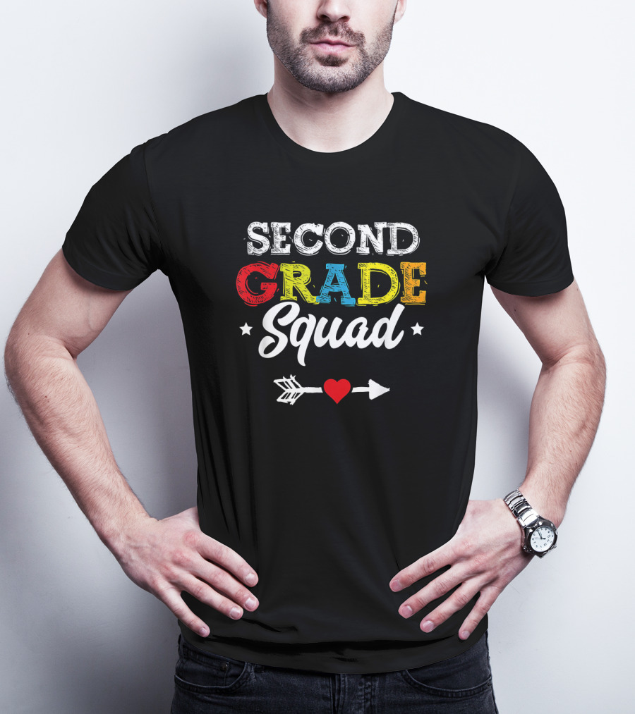 Second Grade Squad Colorful Back To School Teacher Student Kids Arrow Heart T-Shirt