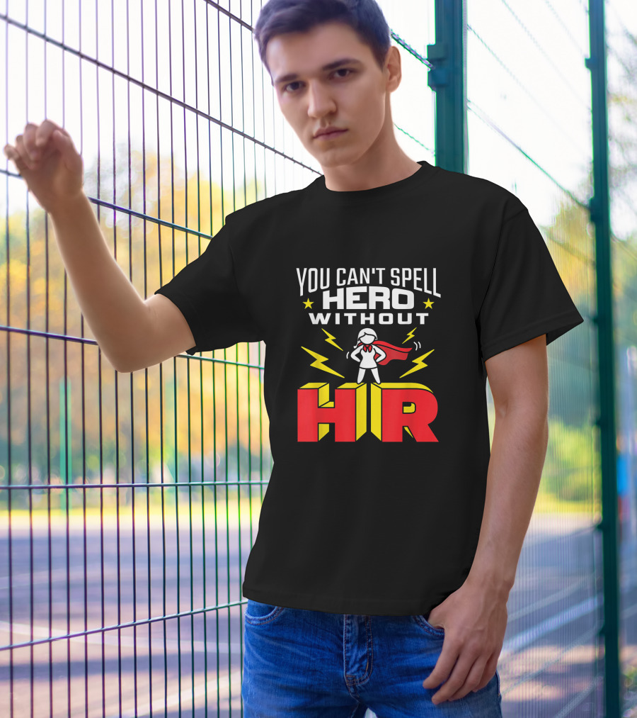 You Can't Spell Hero Without HR Women Human Resources Superhero Lady With Red Cape And Yellow Lightning T-Shirt