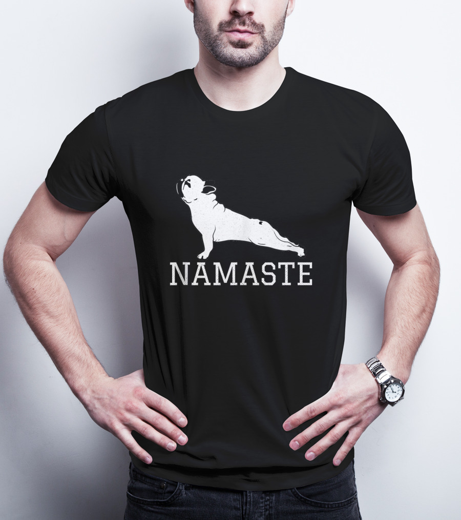 Namaste French Bulldog Yoga Pose Humor T-Shirt