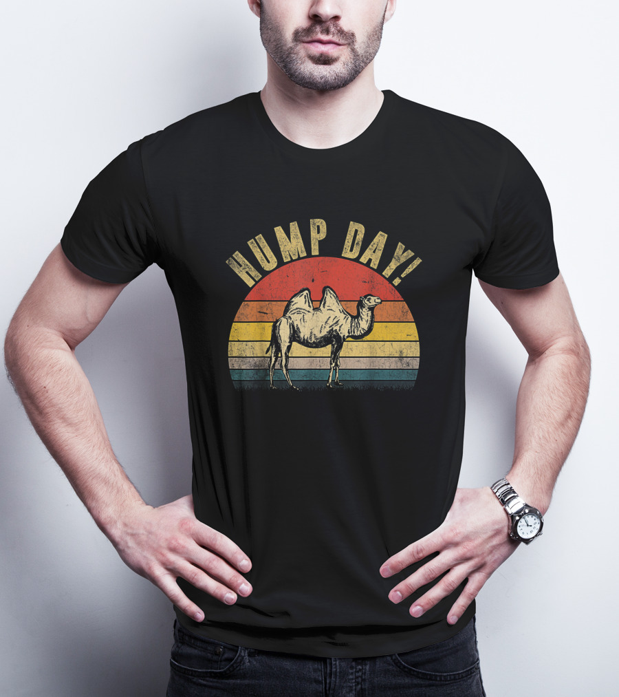 Hump Day Camel Retro Vintage Sunset Stripes T-Shirt