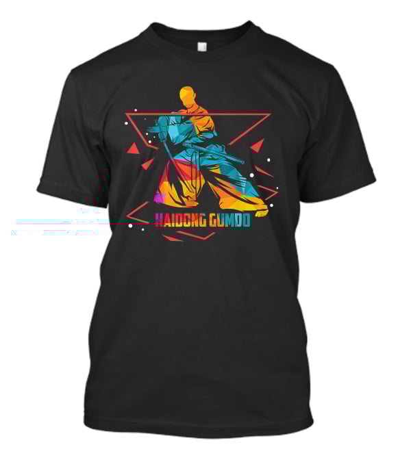 Haidong Gumdo Dynamic Martial Arts Illustration Rainbow Geometric T-Shirt