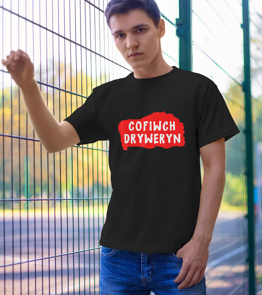 Cofiwch Dryweryn Red And White Text On Black Background United Kingdom T-Shirt