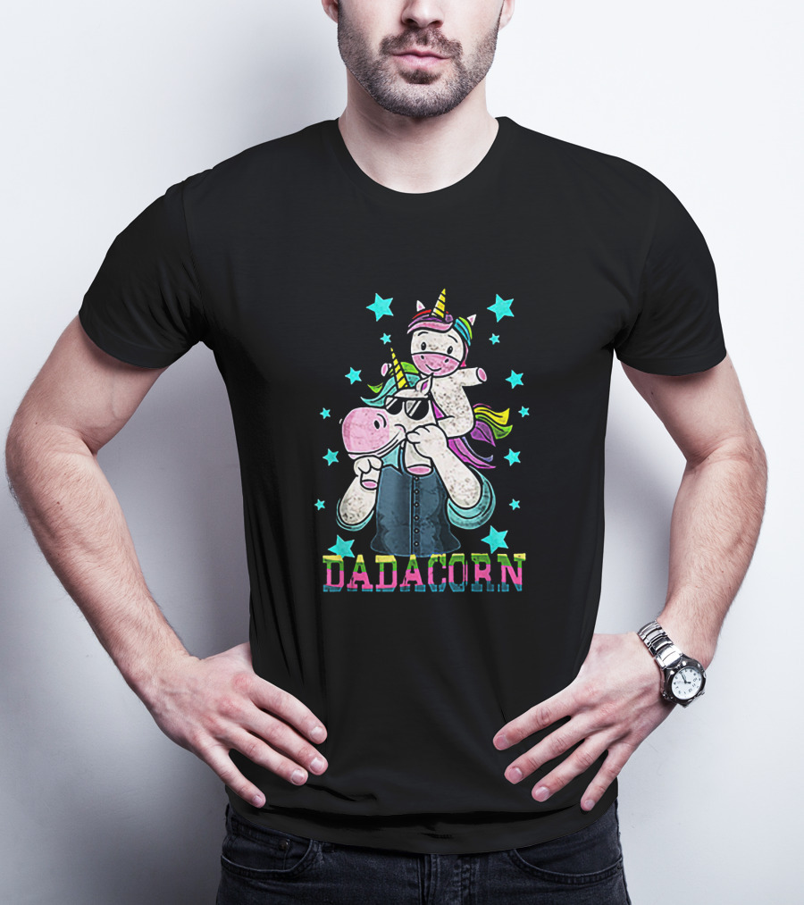 Dadacorn Funny Unicorn With Cool Sunglasses And Rainbow Horn Magic T-Shirt