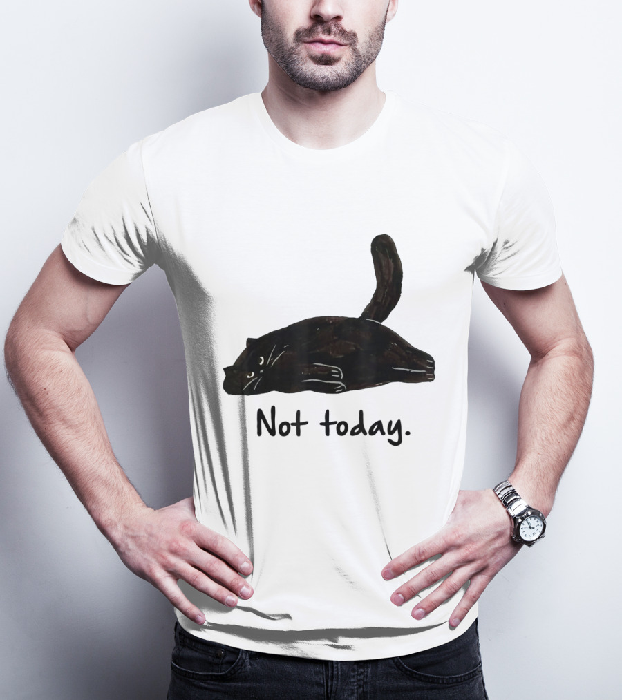 Not Today Black Cat Funny Design For Lazy Cat Lovers T-Shirt