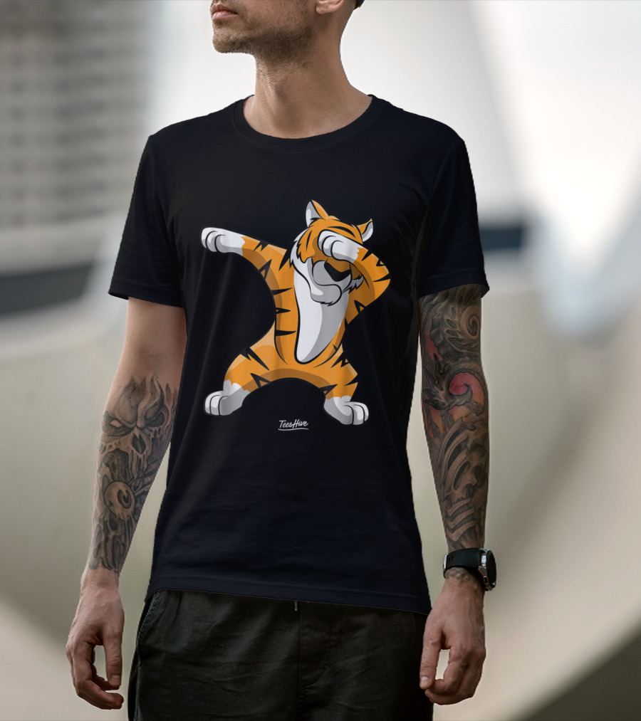 TeesHive Dabbing Tiger Funny Safari Animal Dab Tiger T-Shirt
