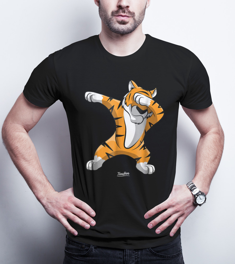 TeesHive Dabbing Tiger Funny Safari Animal Dab Tiger T-Shirt
