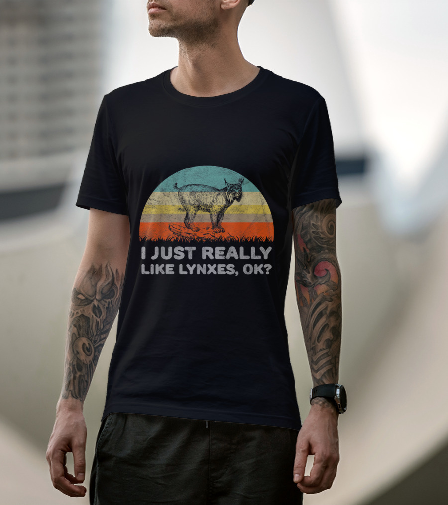 I Just Really Like Lynxes OK Vintage Sunset T-Shirt
