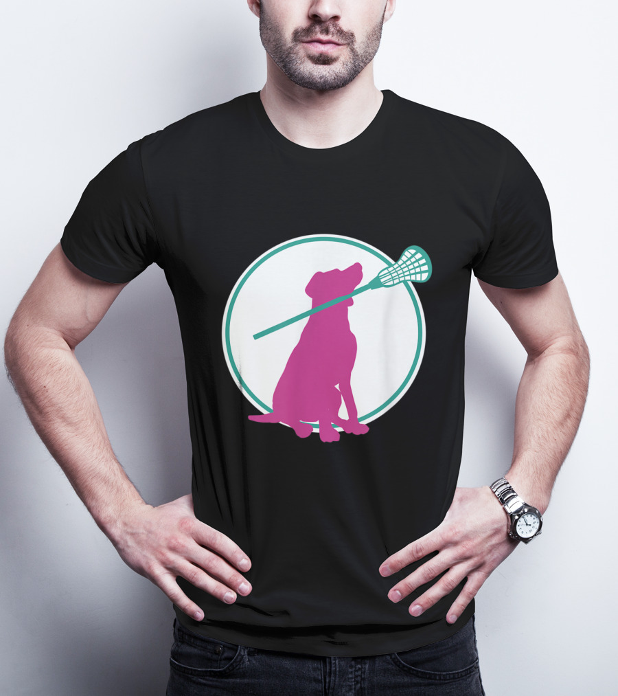 Lacrosse Dog With Girl Stick Girls Lacrosse Tees Circle T-Shirt