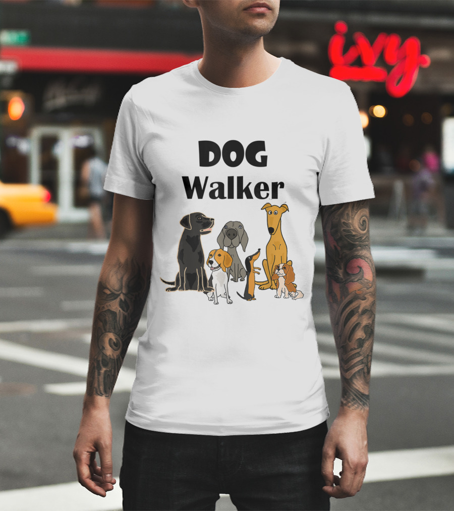 SmileteesPets Funny Cartoon Dog Walker With Variety Of Happy Dogs T-Shirt