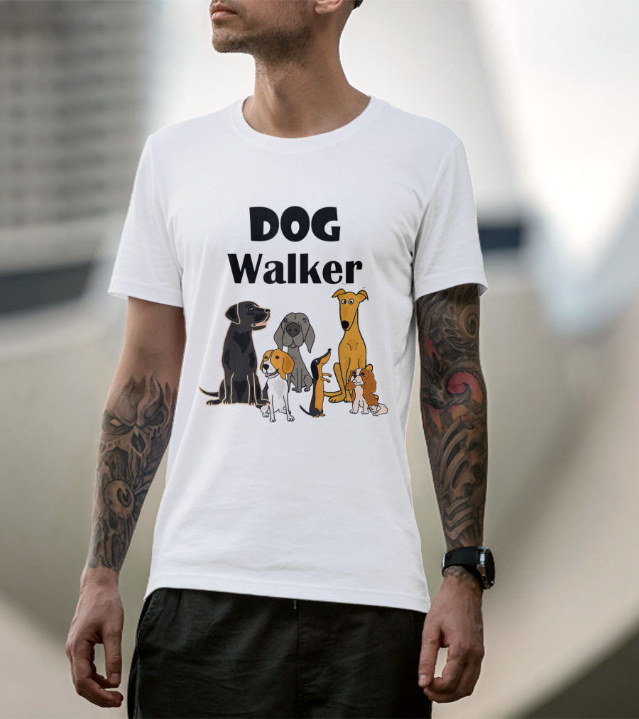 SmileteesPets Funny Cartoon Dog Walker With Variety Of Happy Dogs T-Shirt