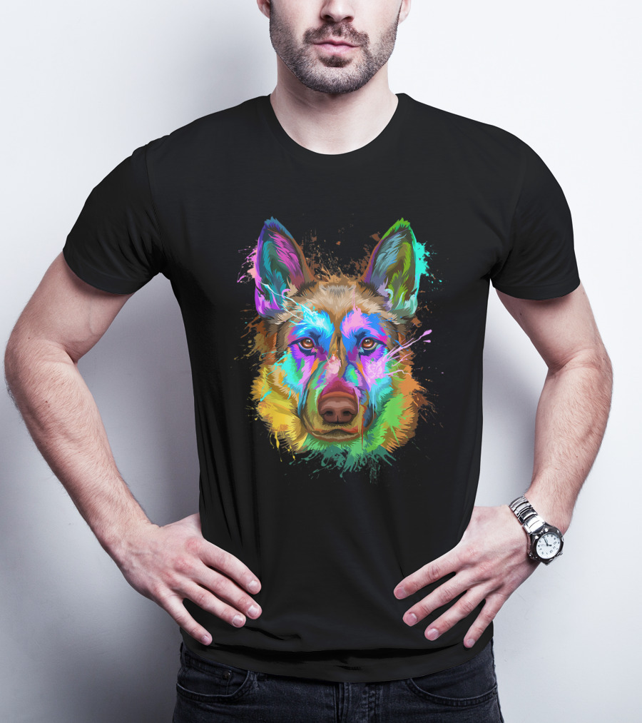 Colorful Splash German Shepherd Lovers Gift T-Shirt