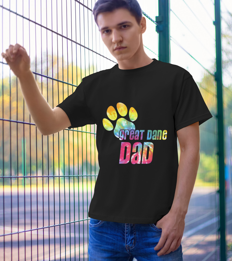 Great Dane Dad Tie Dye Paw Father's Day Dog Lovers T-Shirt