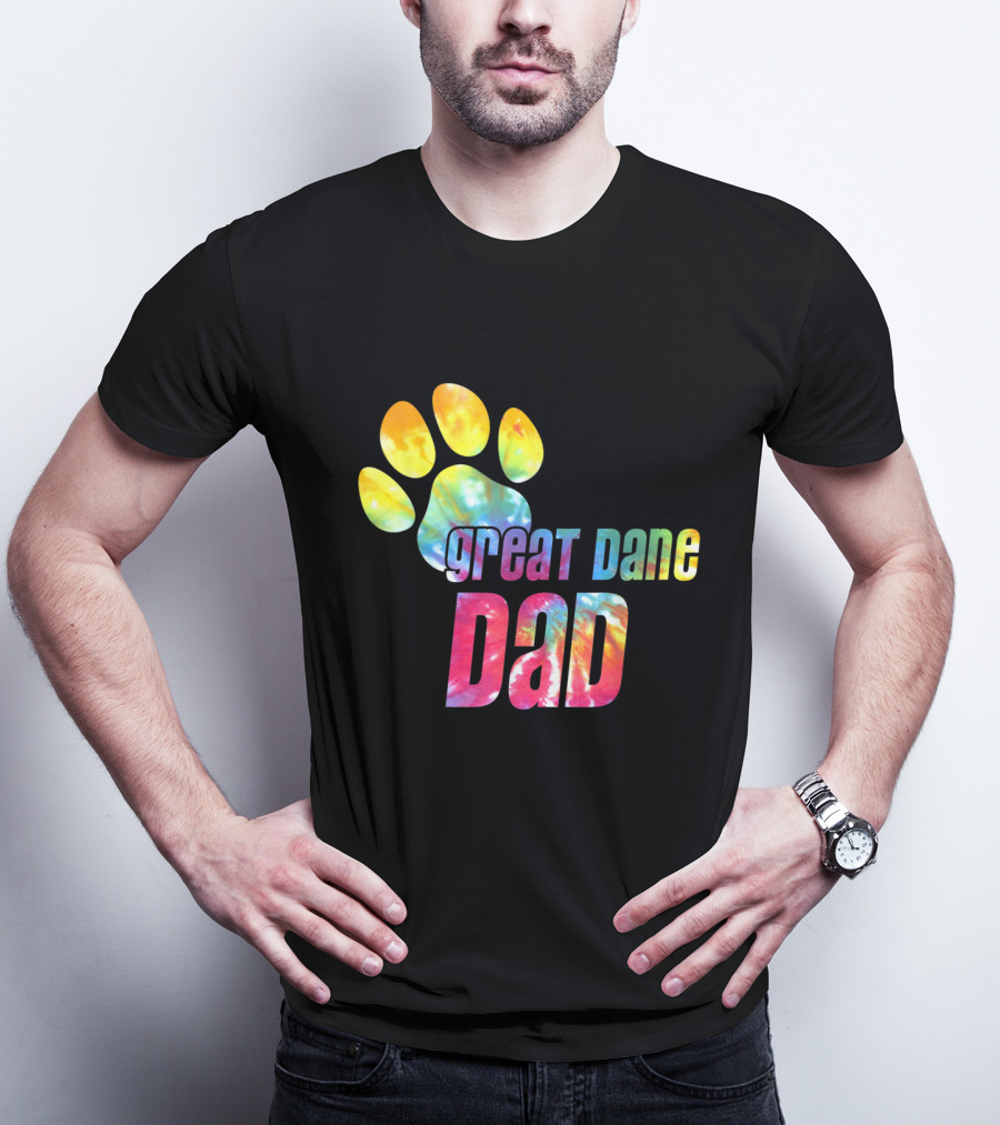 Great Dane Dad Tie Dye Paw Father's Day Dog Lovers T-Shirt