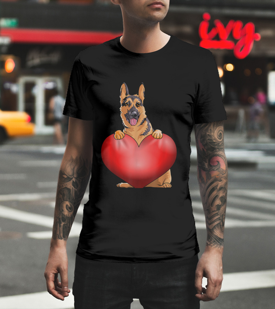 Valentines Day German Shepherd Heart Dog For Women And Men T-Shirt