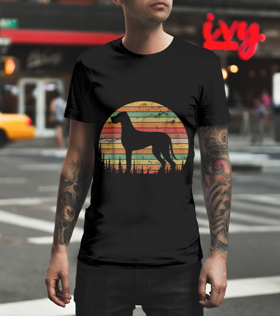 Vintage Retro Great Dane Dog Silhouette For T-Shirt