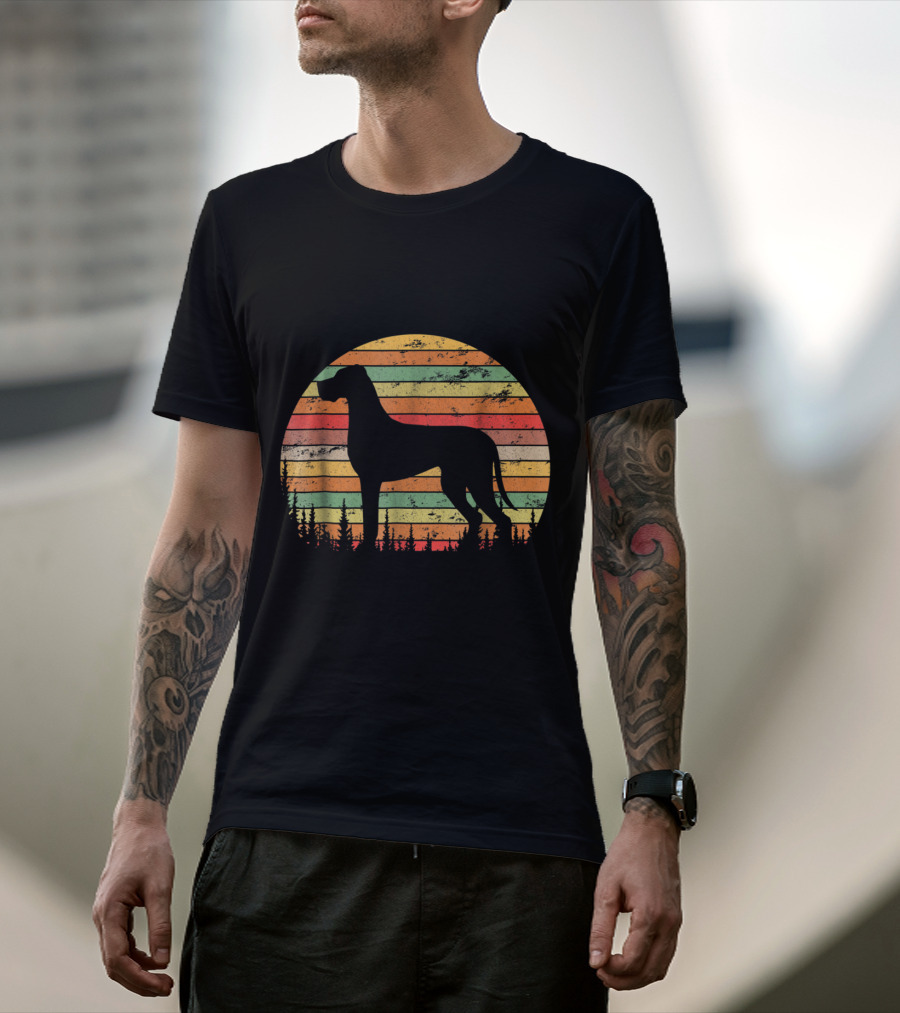 Vintage Retro Great Dane Dog Silhouette For T-Shirt