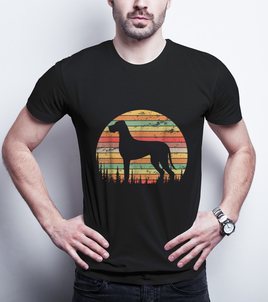 Vintage Retro Great Dane Dog Silhouette For T-Shirt