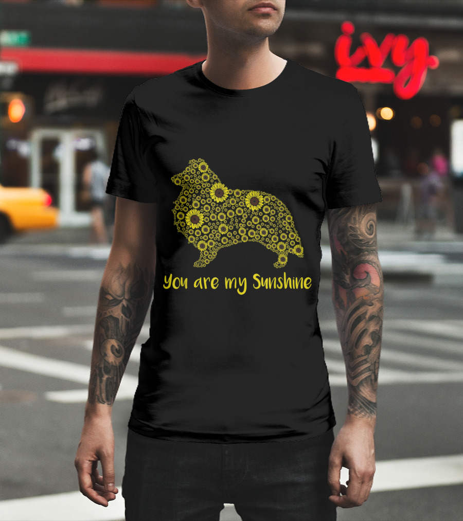 You Are My Sunshine Sunflower Sheltie Silhouette Mom Mama Lover T-Shirt