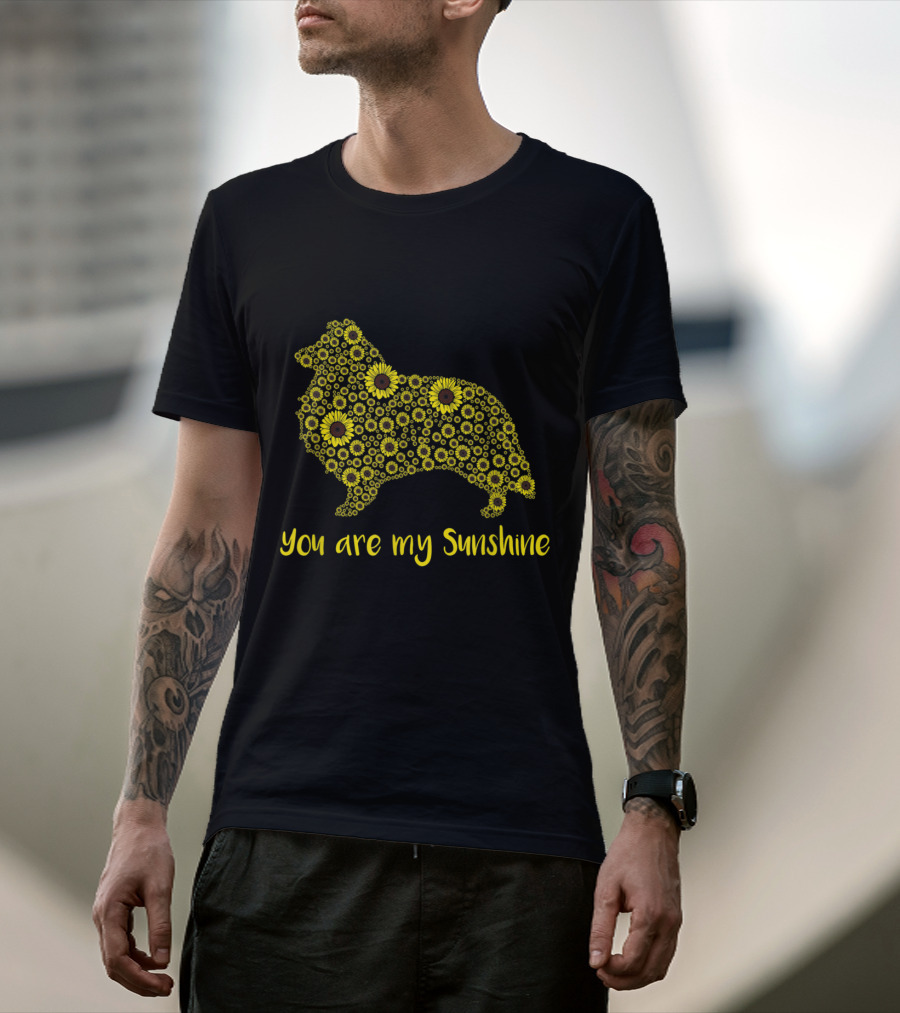 You Are My Sunshine Sunflower Sheltie Silhouette Mom Mama Lover T-Shirt