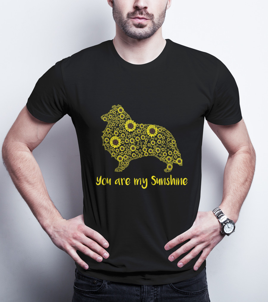 You Are My Sunshine Sunflower Sheltie Silhouette Mom Mama Lover T-Shirt