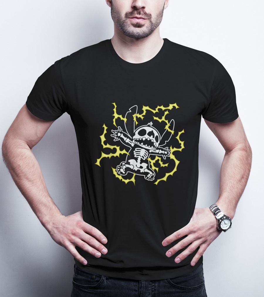 Disney Stitch Skeleton Electric Shock T-Shirt