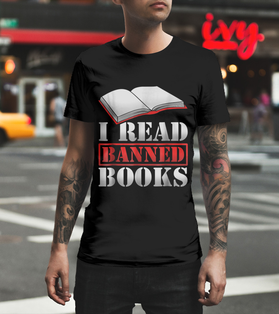I Read Banned Books Open Book Icon Novelty Readers T-Shirt