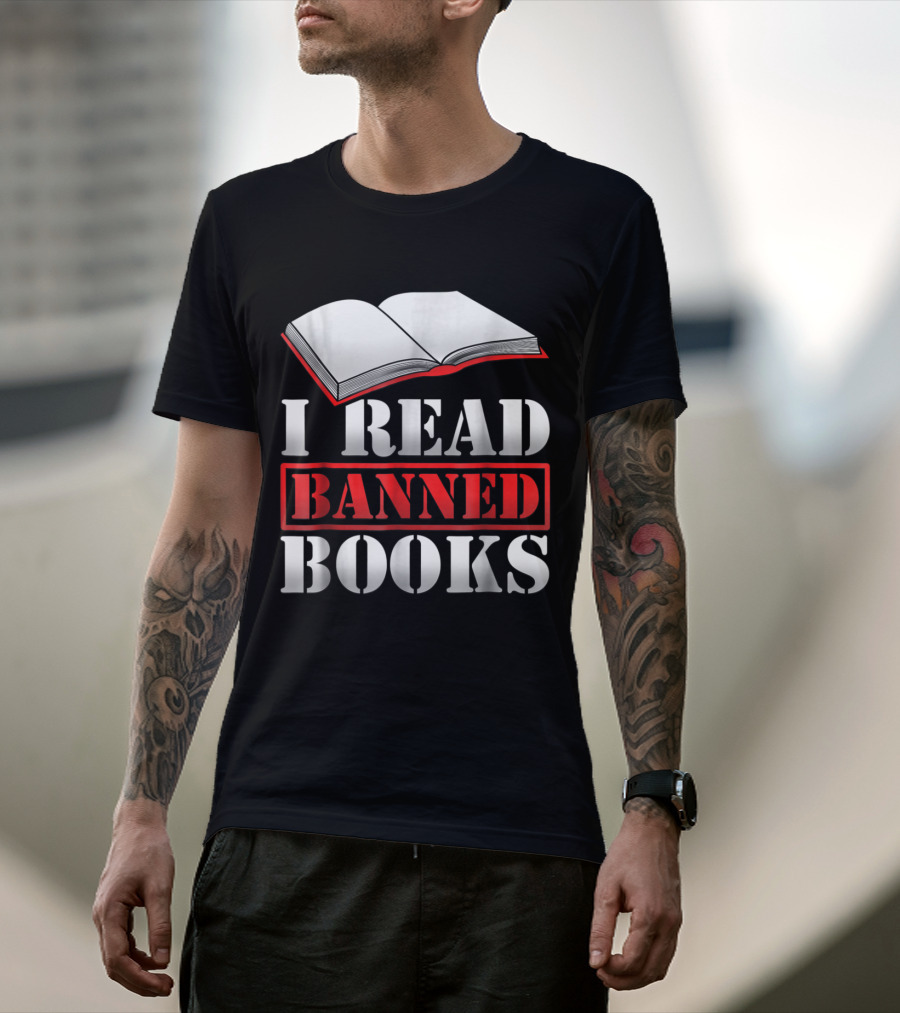 I Read Banned Books Open Book Icon Novelty Readers T-Shirt