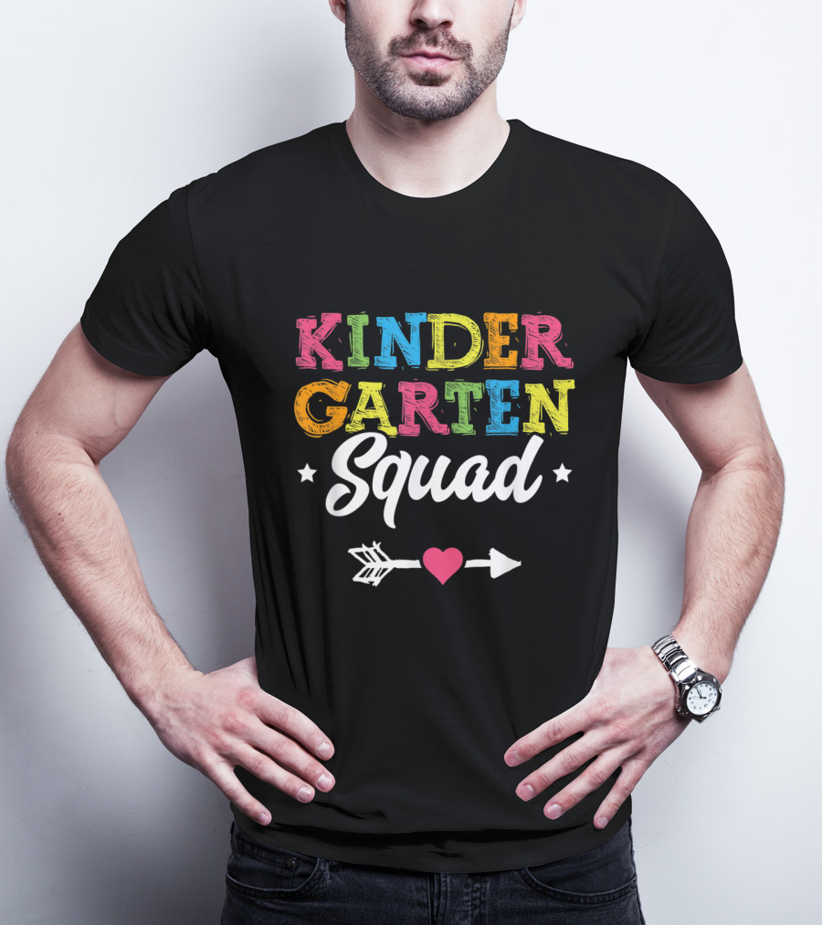 Kindergarten Squad Teacher Student Kid Back To School Arrow Heart Stars T-Shirt