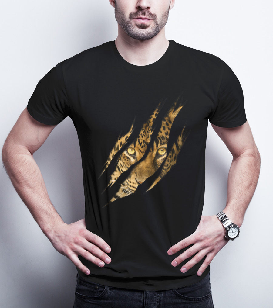 Leopard Cheetah Tiger Leopard Face Lion Cat Scratch Eyes T-Shirt