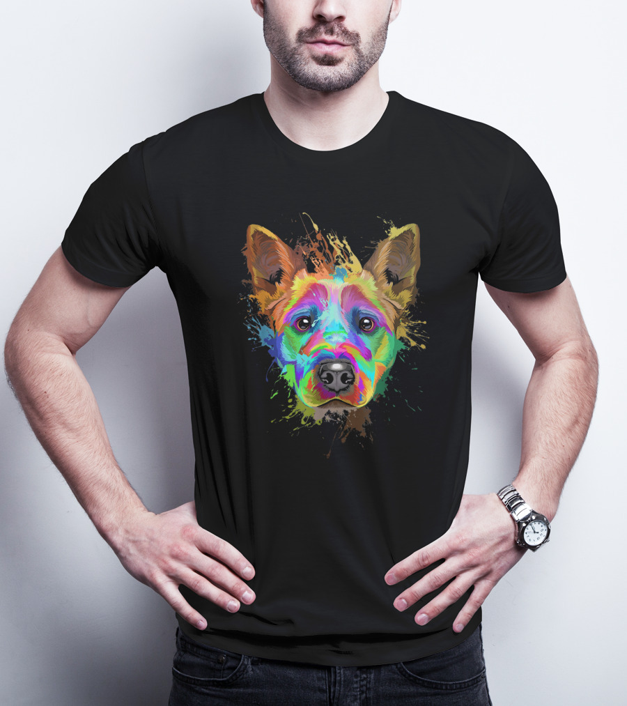 Vibrant Splash Art Blue Heeler Cattle T-Shirt