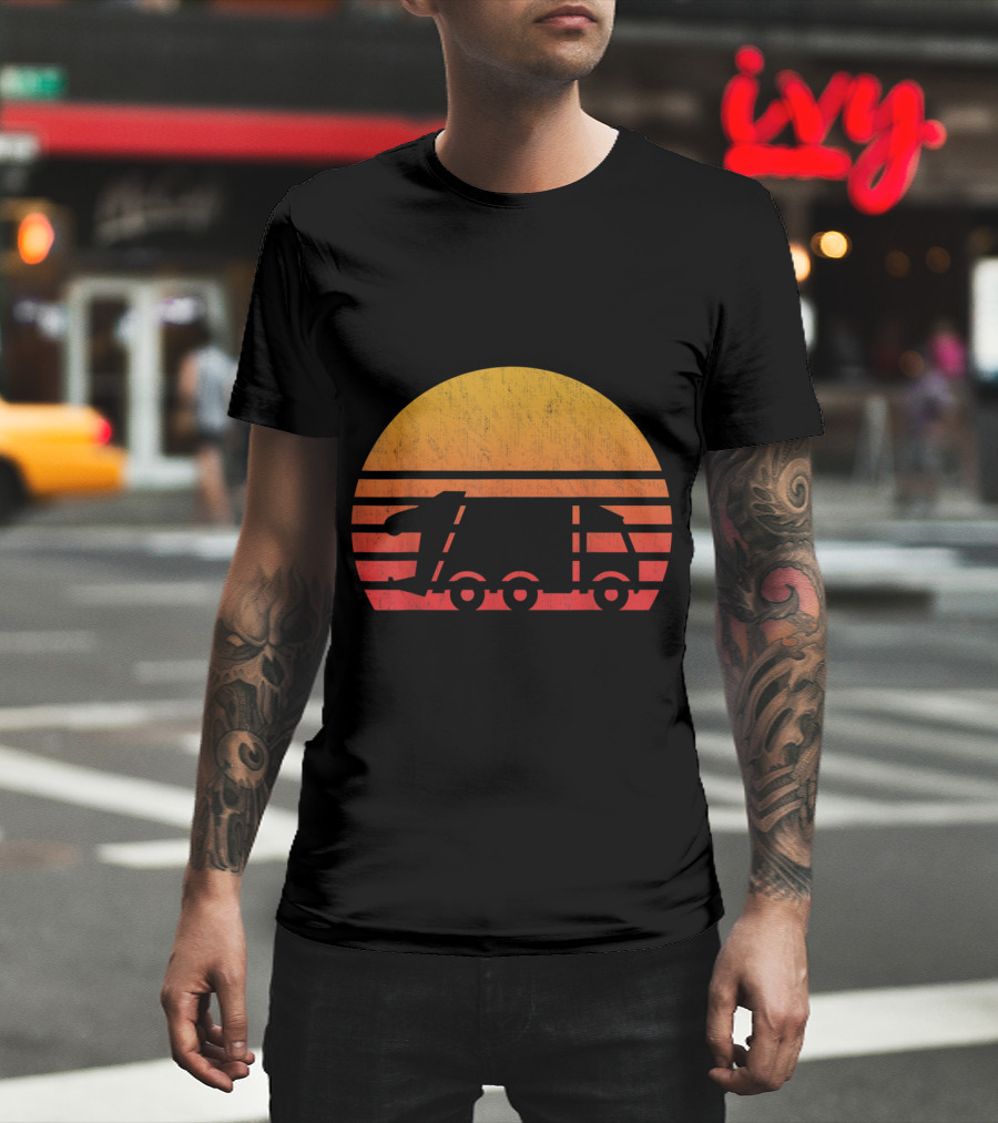 Vintage Sunset Garbage Truck T-Shirt