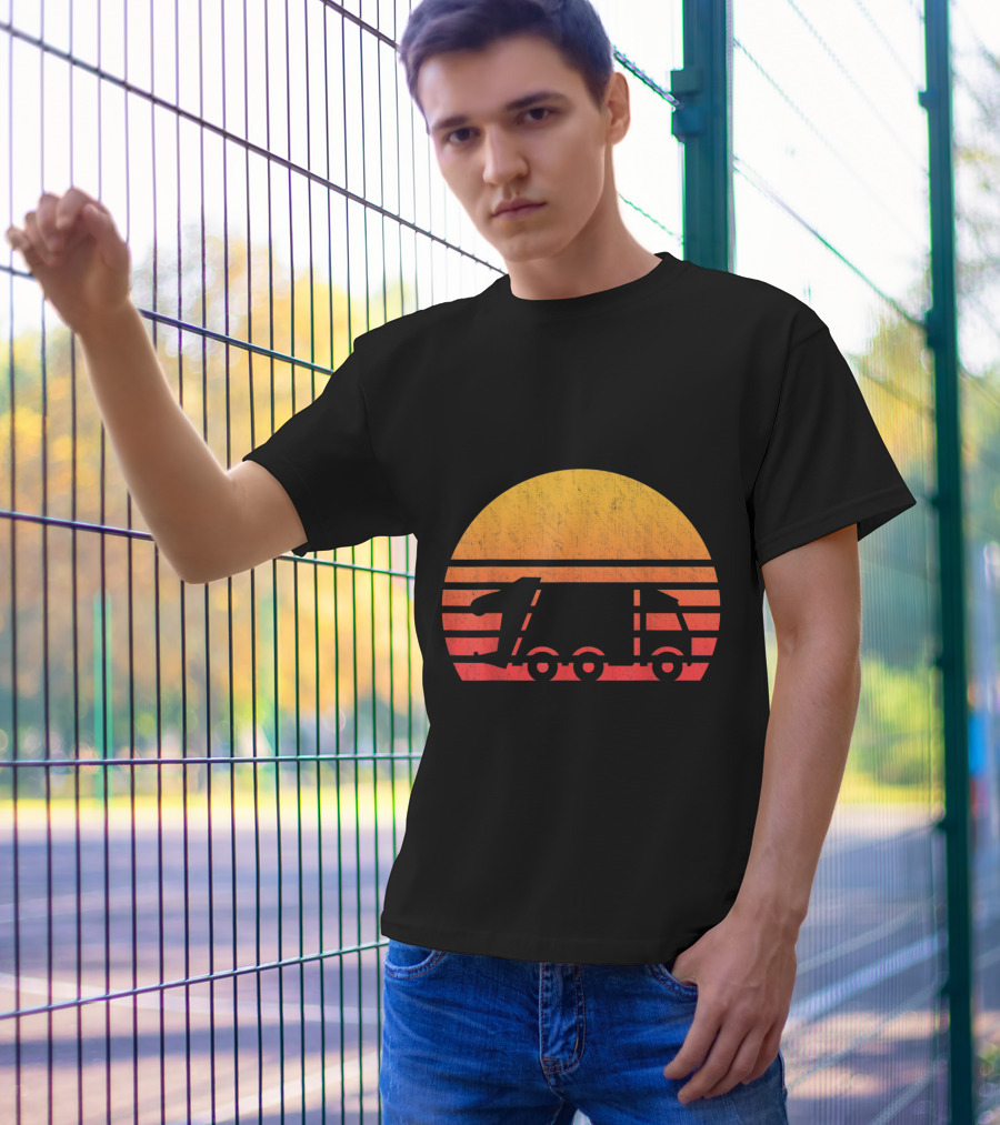 Vintage Sunset Garbage Truck T-Shirt