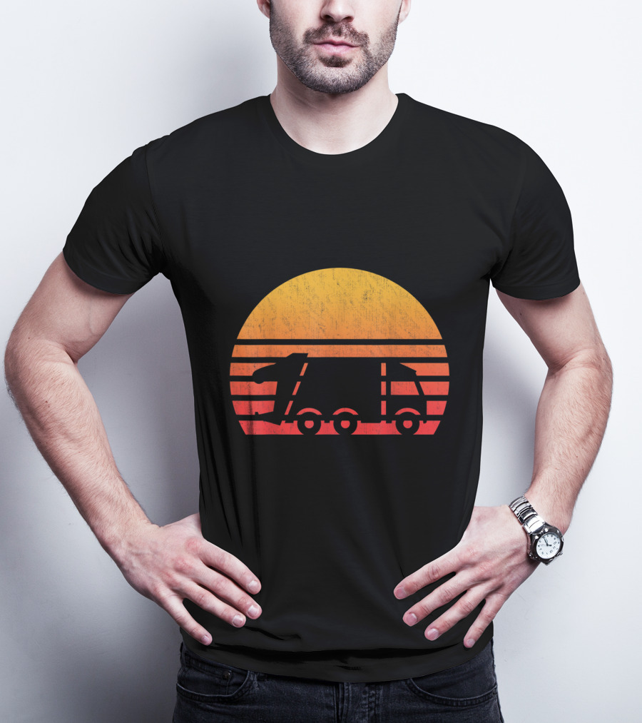Vintage Sunset Garbage Truck T-Shirt