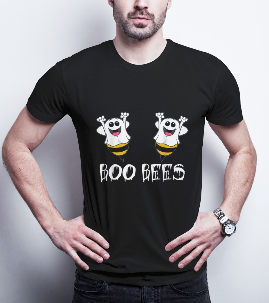 Boo Bees Halloween Ghost Bee Here For The Boos T-Shirt