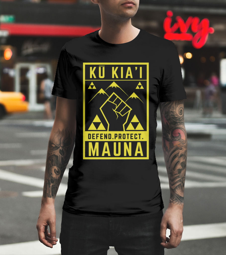 Kū Kia'i Mauna Defend Protect Fist And Mountain Symbols T-Shirt