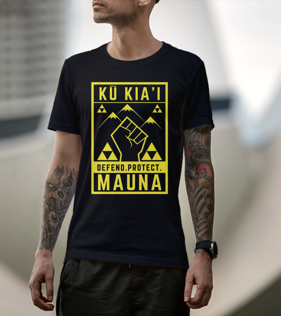Kū Kia'i Mauna Defend Protect Fist And Mountain Symbols T-Shirt