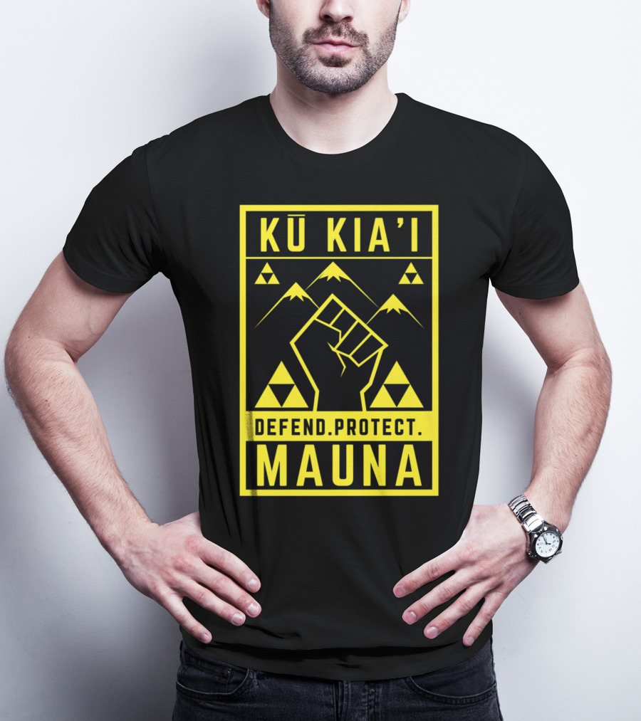 Kū Kia'i Mauna Defend Protect Fist And Mountain Symbols T-Shirt