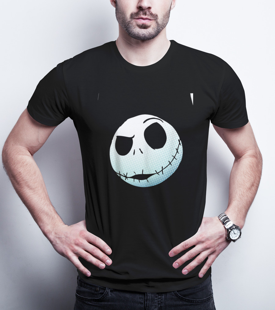 Disney Nightmare Before Christmas Jack Skellington White Smiling Face T-Shirt